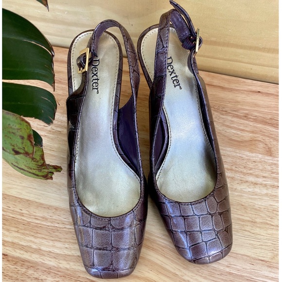 Dexter | Shoes | Dexter Faux Croc Brown Slingback Pumps 3 Size 5 | Poshmark